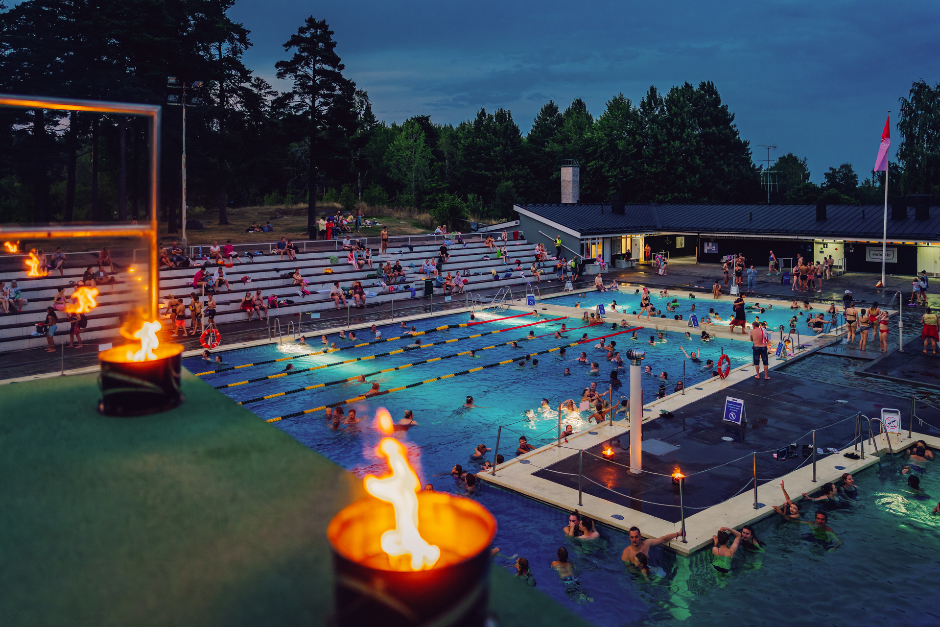 Moonlight swim at Kumpula on 21 August ─ Katja Felin, Joni Laakso and ...